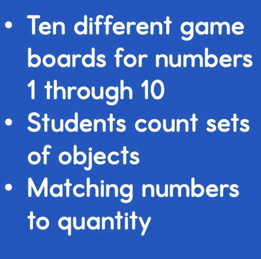 Matching Numbers to Quantities Comparing Numbers to 10 Games Counting ...