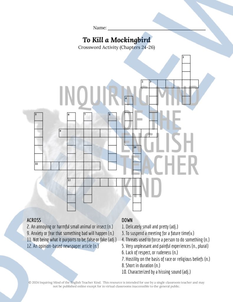 To Kill a Mockingbird Chapters 24-26 Quizzes, Inference Worksheets, and ...