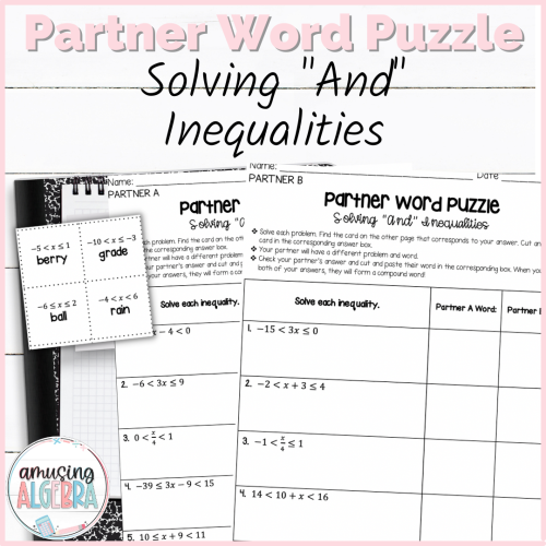 Solving "And" Compound Inequalities Partner Mystery Word Puzzle - Made ...