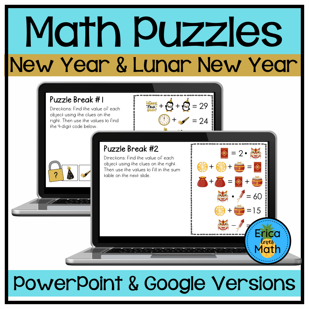 Math Logic Puzzle Activity for New Year & Lunar New Year Brain Break ...