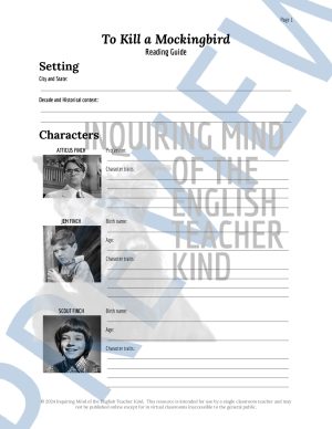 To Kill a Mockingbird Novel Study Guide with Answer Key for High School ...