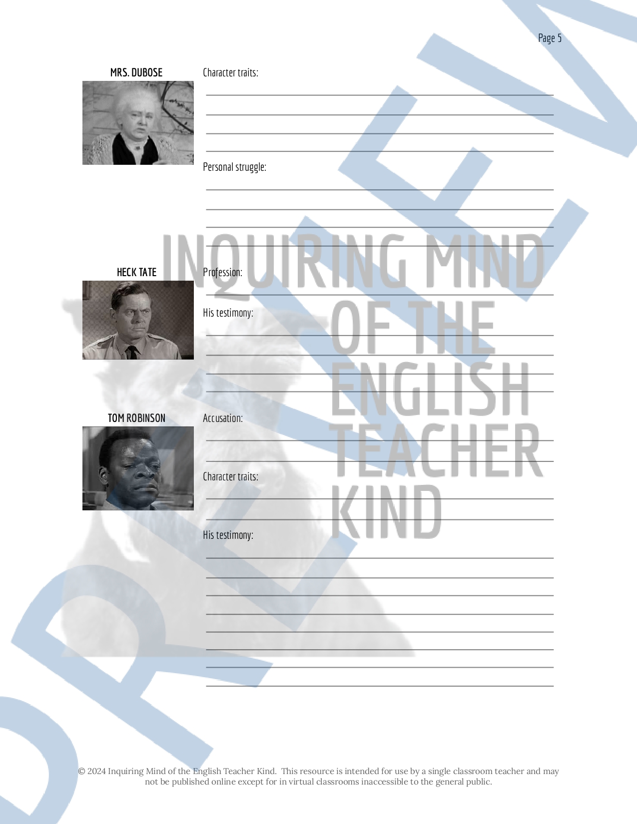 To Kill a Mockingbird Novel Study Guide with Answer Key for High School ...