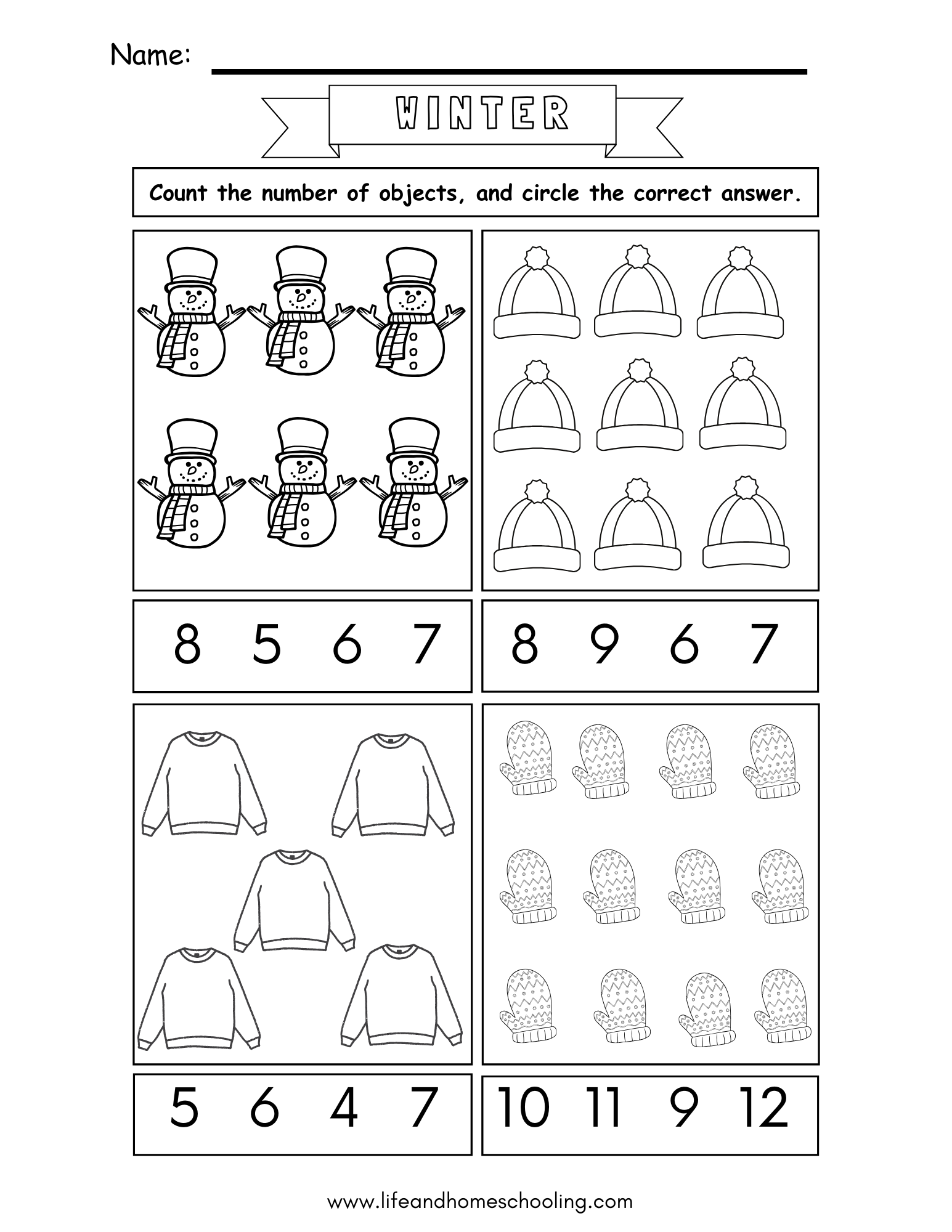 Winter-Themed Counting 1-5 Kindergarten Worksheet | Made By Teachers
