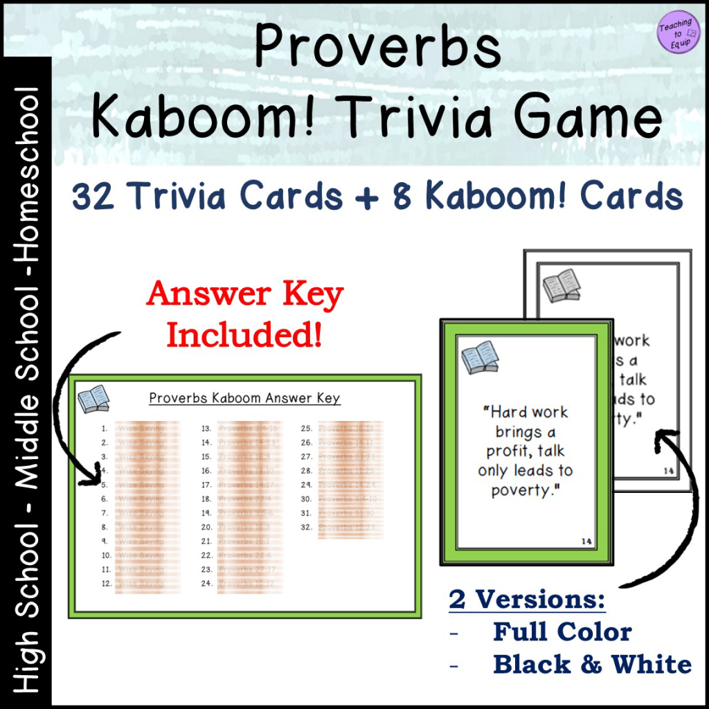 Proverbs Bible or Wise Saying Trivia Game | Made By Teachers