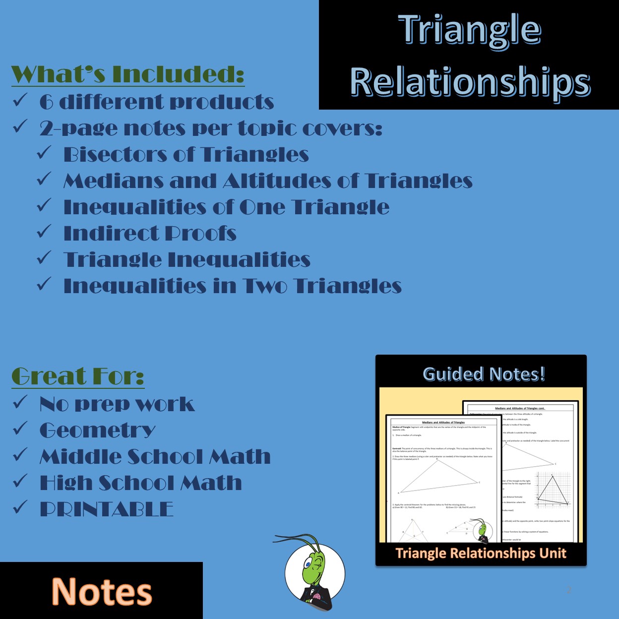 Triangle Relationships Guided Notes for Geometry Unit 5 | Made By Teachers