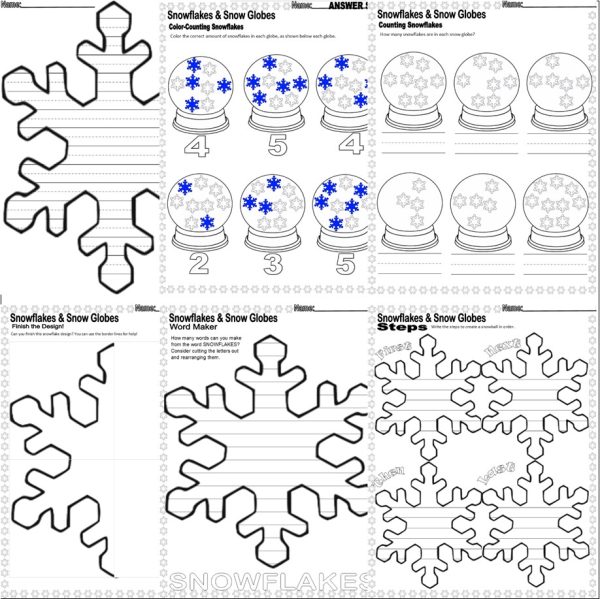 Snowflakes Winter Fun NO PREP Activities Writing Crafts Math ELA ...