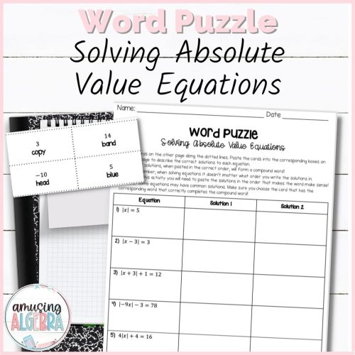 Solving Absolute Value Equations Mystery Word Puzzle | Made By Teachers