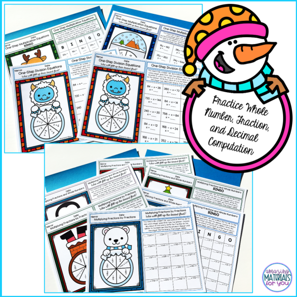 5th Grade Math Early Finishers WINTER Spinner Games Operations 2 | Made ...
