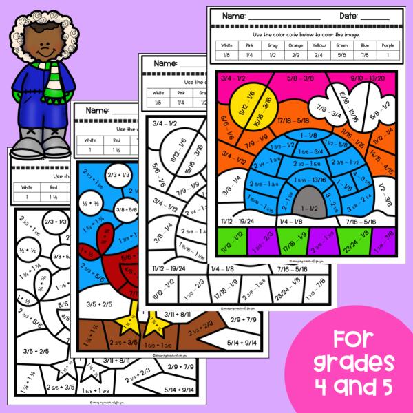 Winter Coloring Worksheets 5th Grade Color By Code Early Finishers ...