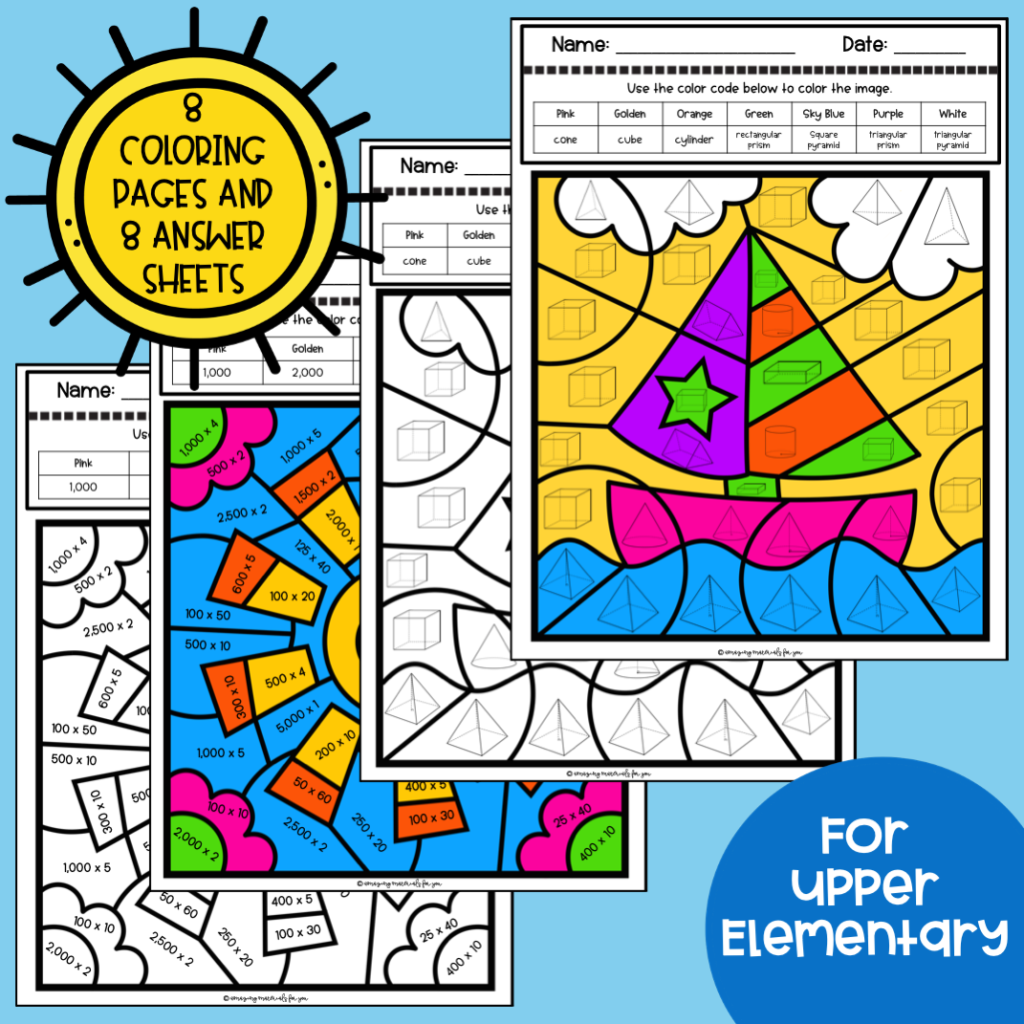 Summer Math Coloring Worksheets 5th Grade Color By Code Early Finishers ...