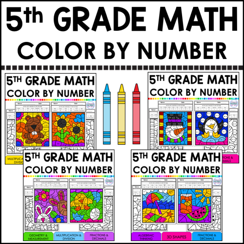 Math Coloring Worksheets 5th Grade Early Finishers Color By Code BUNDLE ...