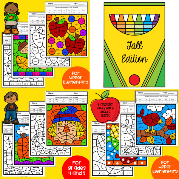 Math Coloring Worksheets 5th Grade Early Finishers Color By Code BUNDLE ...