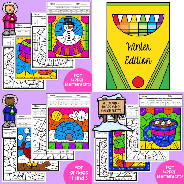 Math Coloring Worksheets 5th Grade Early Finishers Color By Code BUNDLE ...