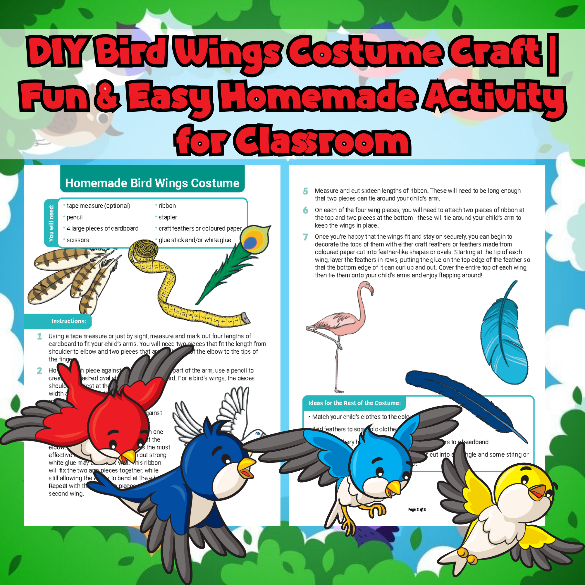 DIY Bird Wings Costume Craft | Fun & Easy Homemade Activity for ...