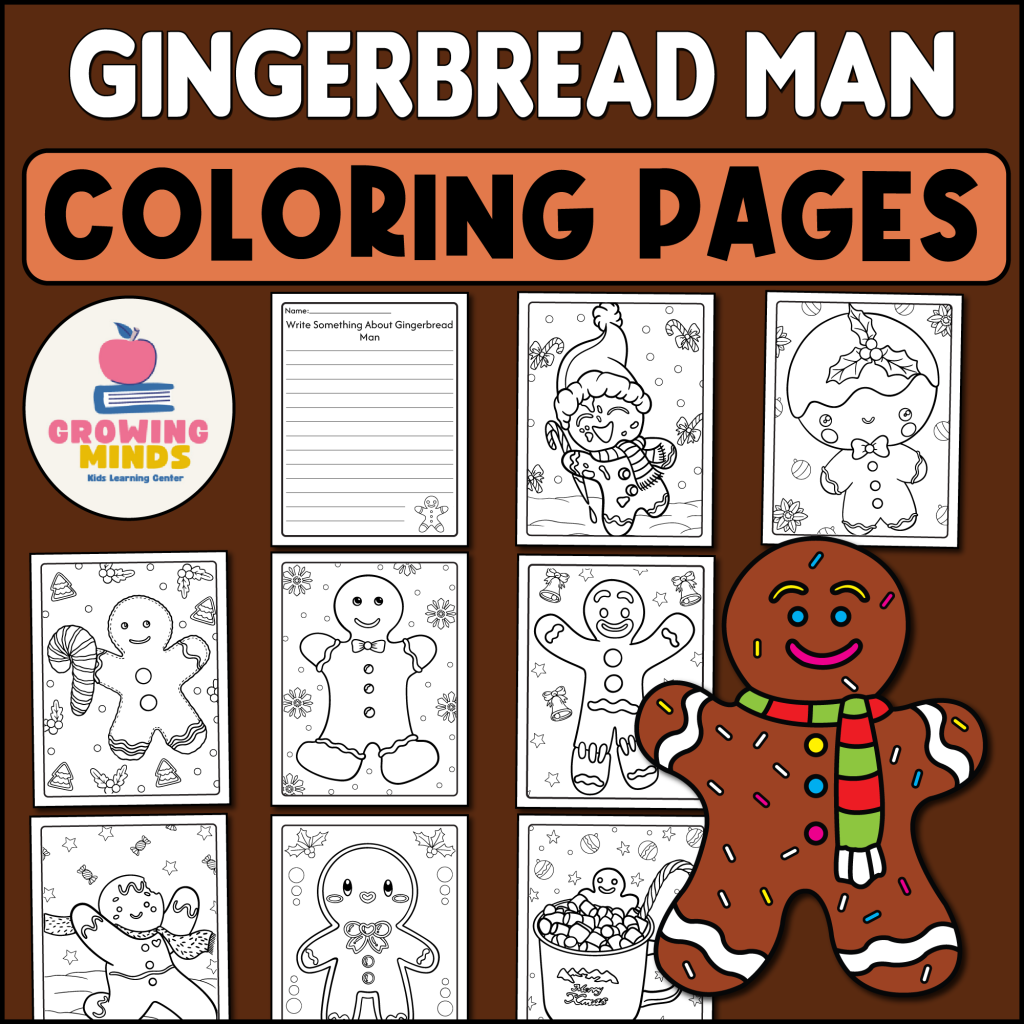 Gingerbread Man Christmas Coloring Pages + Writing Notes - Coloring ...