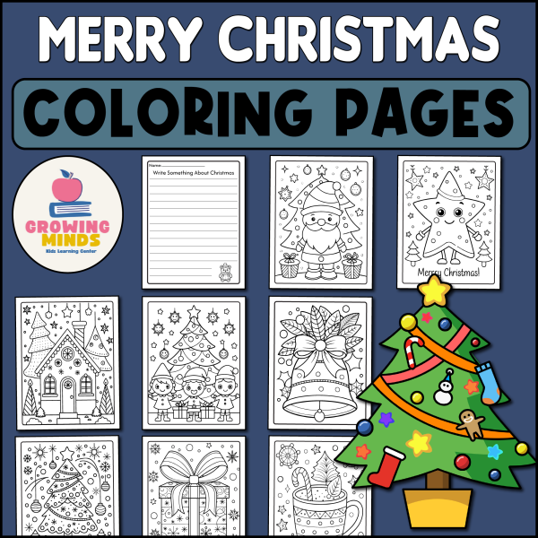 Merry Christmas Christmas Coloring Pages + Writing Notes - Coloring ...