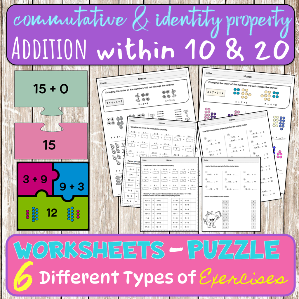 Associative Commutative Identity Property Addition Worksheet Puzzle ...