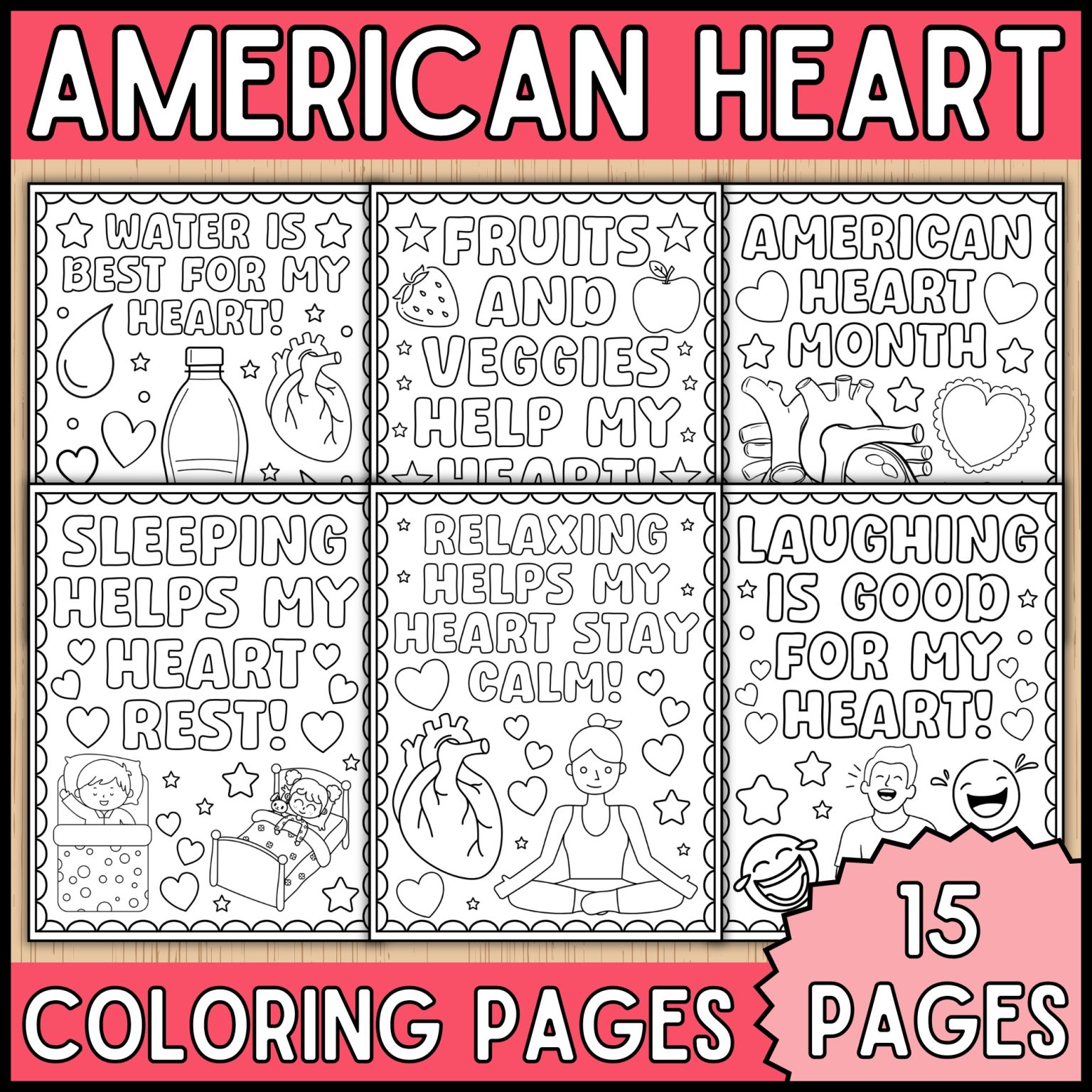 February American Heart Month Coloring Pages | Healthy Heart Awareness ...