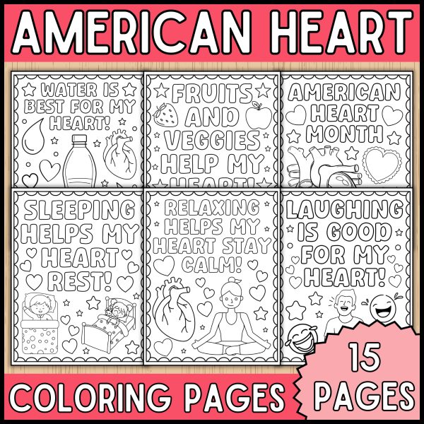 February American Heart Month Coloring Pages | Healthy Heart Awareness ...
