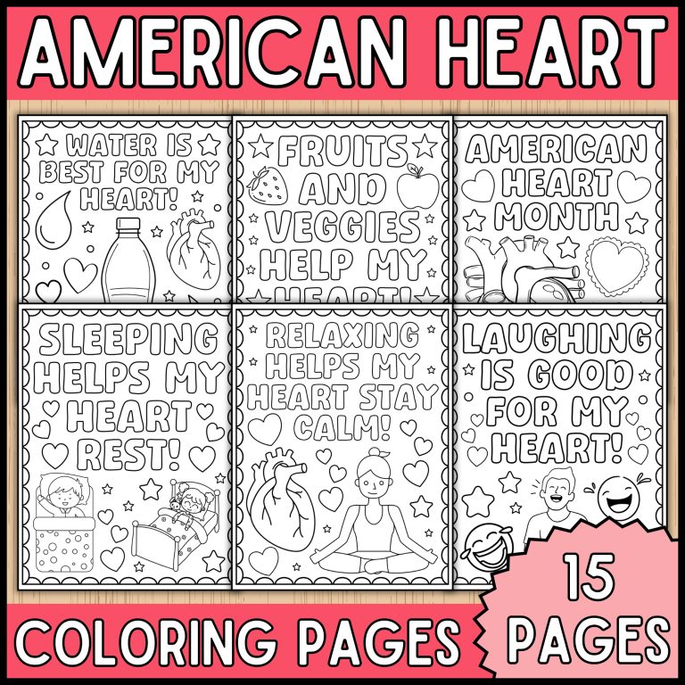 February American Heart Month Coloring Pages | Healthy Heart Awareness ...