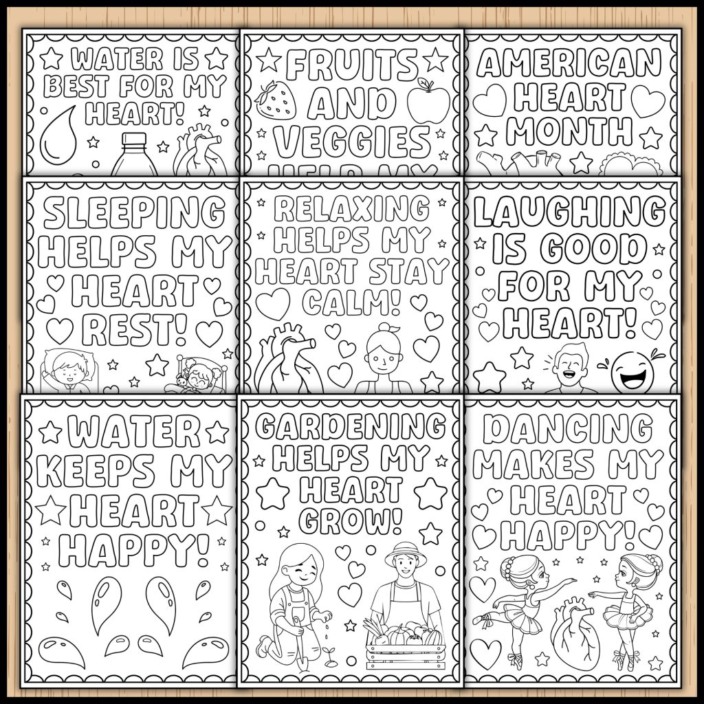 February American Heart Month Coloring Pages | Healthy Heart Awareness ...