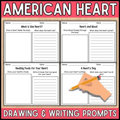 February American Healthy Heart Awareness Month Writing and Drawing ...