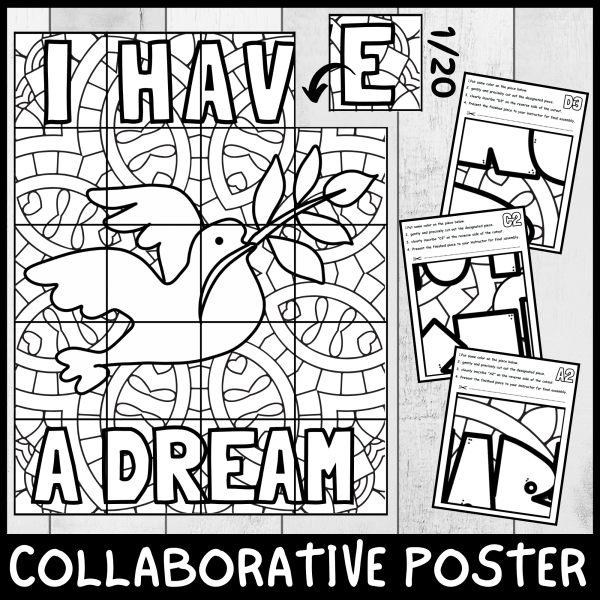 Martin Luther king Jr. Day Collaborative Poster - MLK Day Coloring ...