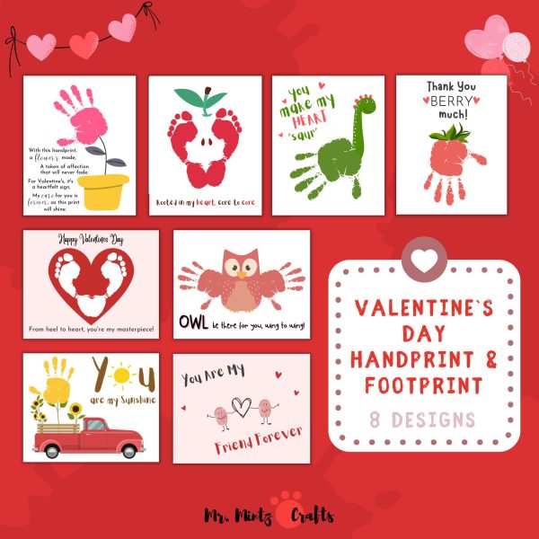 Valentines Day Handprint Art Craft Bundle / 8 designs | Made By Teachers