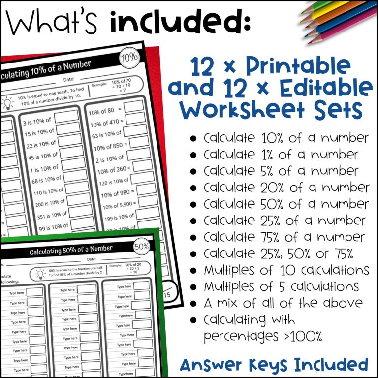 Percent of a Number Find the Part or Whole Worksheets Practice and Test ...