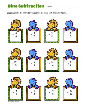 Grade 1 MATH Worksheets | Dinosaur Theme - Made By Teachers