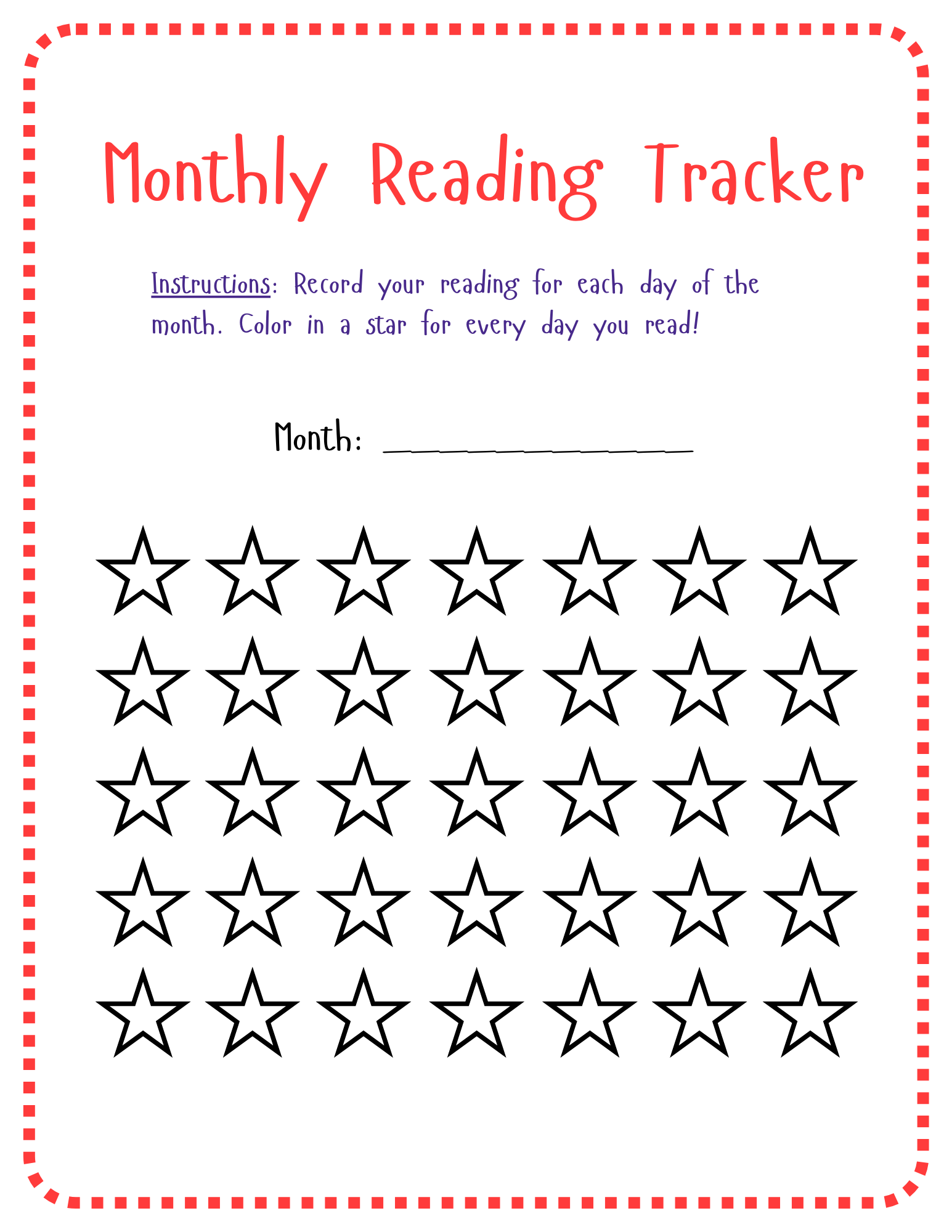 Kindergarten & 1st Grade Reading Goal Tracker Printable (7 Pages ...