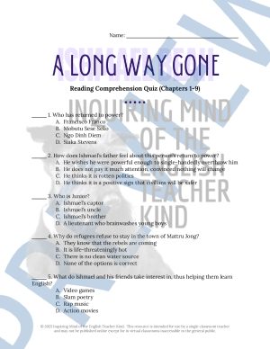 A Long Way Gone by Ishmael Beah Quiz and Answer Key Bundle | Made By ...