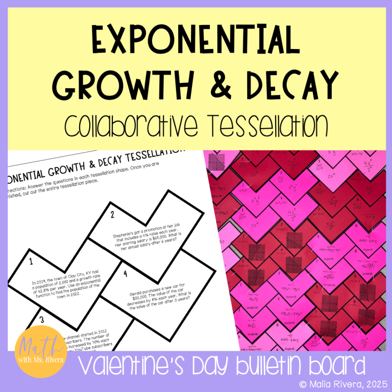 EDITABLE Exponential Growth and Decay Valentines Day Bulletin Board ...