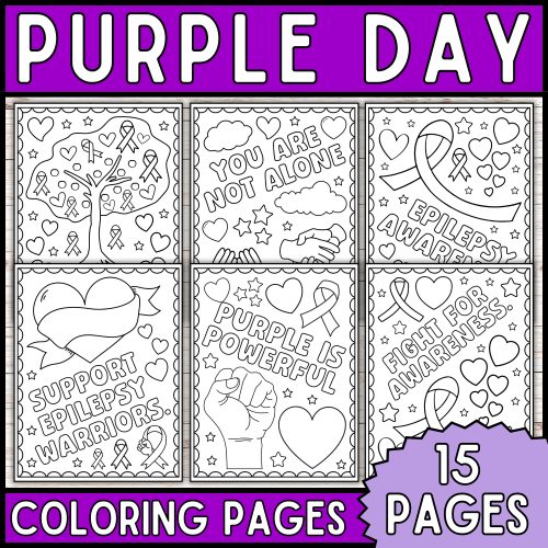 Epilepsy Awareness Day Coloring Pages | Purple Ribbon Day Coloring ...