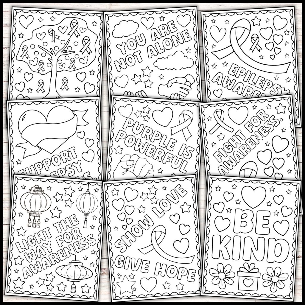 Epilepsy Awareness Day Coloring Pages | Purple Ribbon Day Coloring ...