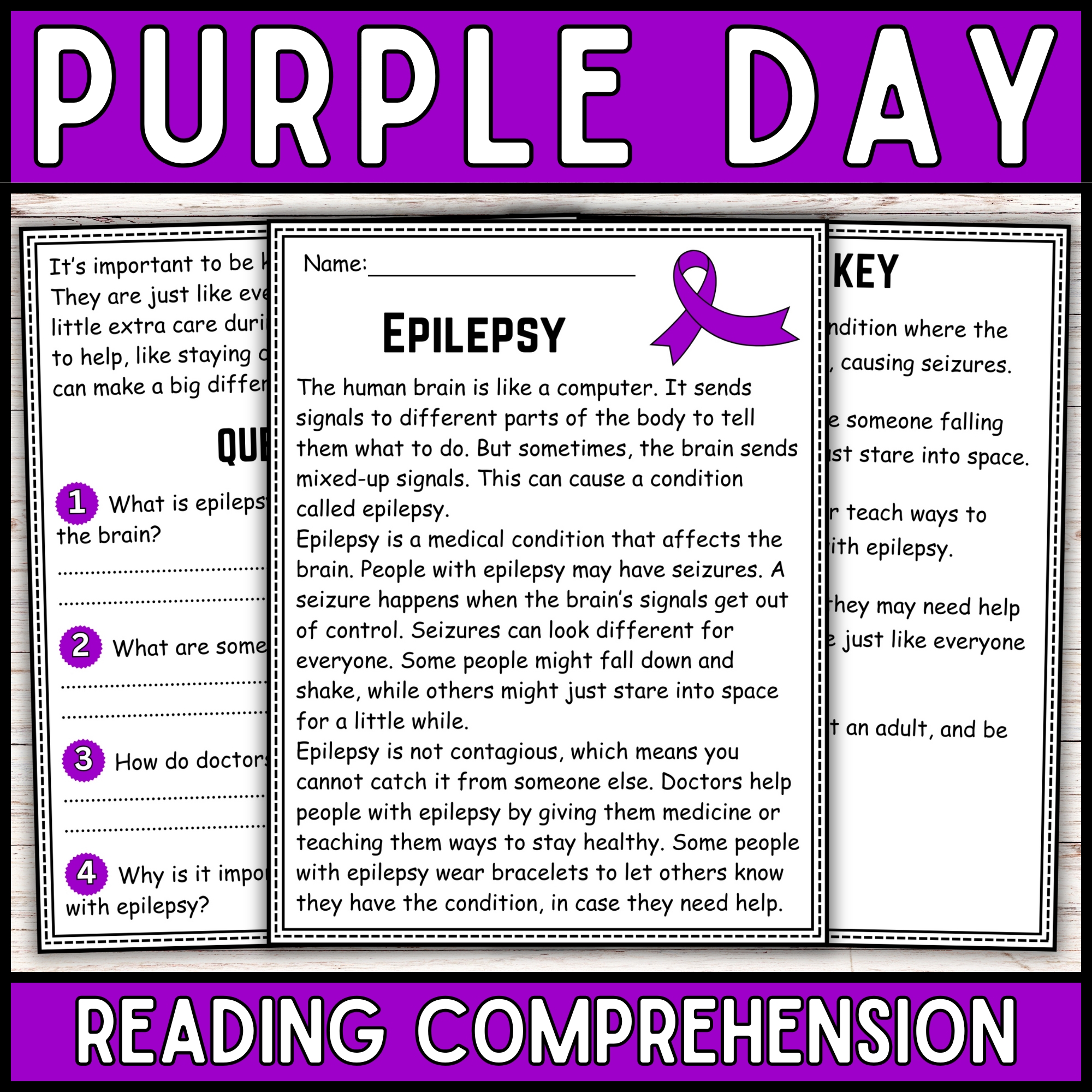 Epilepsy Awareness Day Activities Bundle | Purple Ribbon Coloring Pages ...