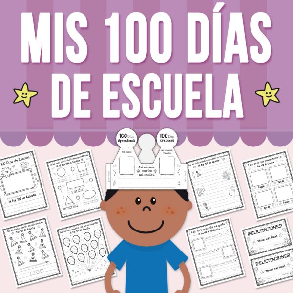 100 Días, Centésimo Día de Escuela: Certificado, Corona y Hojas de ...
