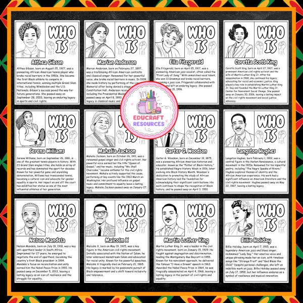 Black History Month Coloring Posters | 46 Famous Black History Figures ...