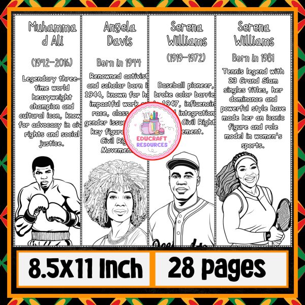 Black History month Heroes Coloring Bookmarks | Black History Digital ...