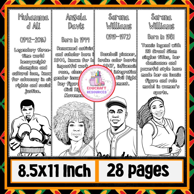Black History month Heroes Coloring Bookmarks | Black History Digital ...