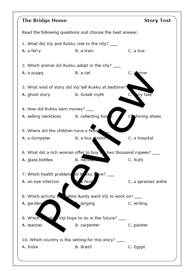 Padma Venkatraman "The Bridge Home" worksheets - Made By Teachers