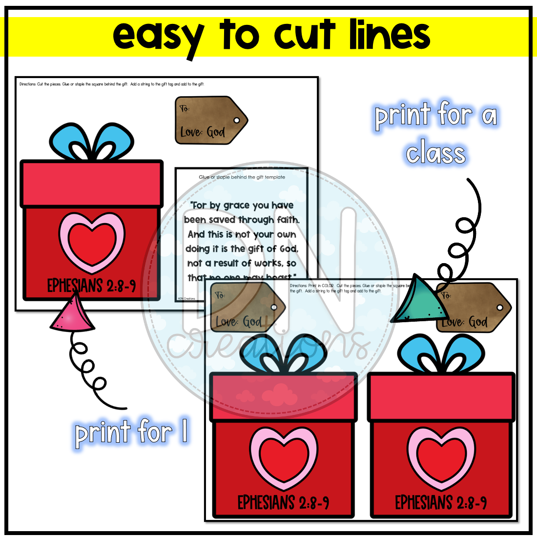 Ephesians 2:8-9 Bible Craft | Gift of Jesus Craft | Grace Sunday School ...