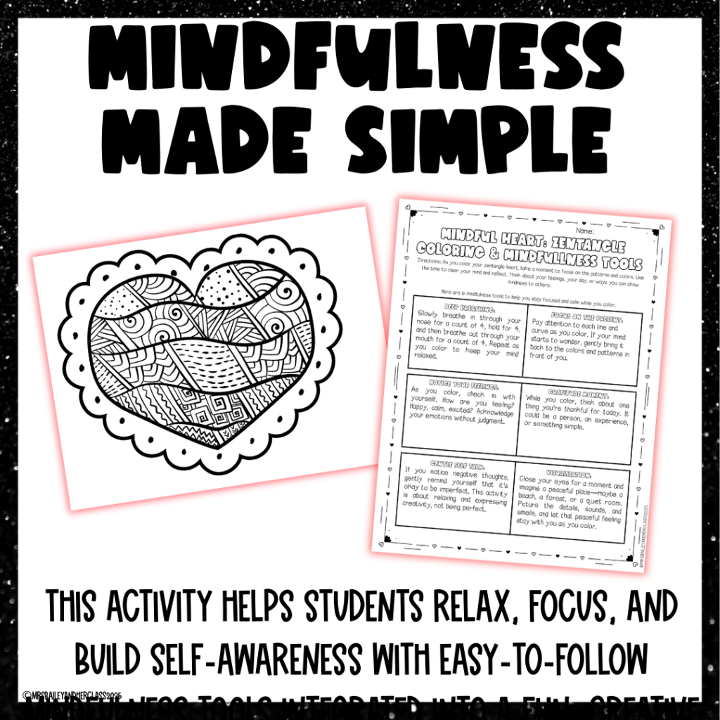 February Zentangle Hearts: SEL Coloring, Writing Prompts & Kindness ...