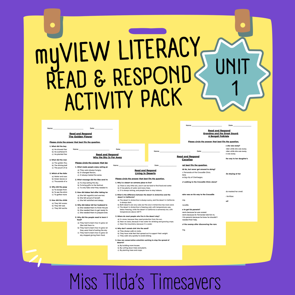 Grade 3 myView Literacy Unit 1 Review Assessments Bundle - Made By Teachers