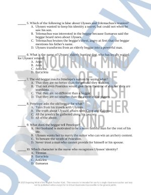 Adventures of Ulysses Chapter 16 Quiz, Inference Worksheet, and ...