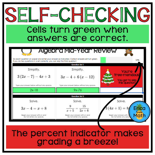 Algebra Review Digital Christmas Activity | Choose Two | Made By Teachers
