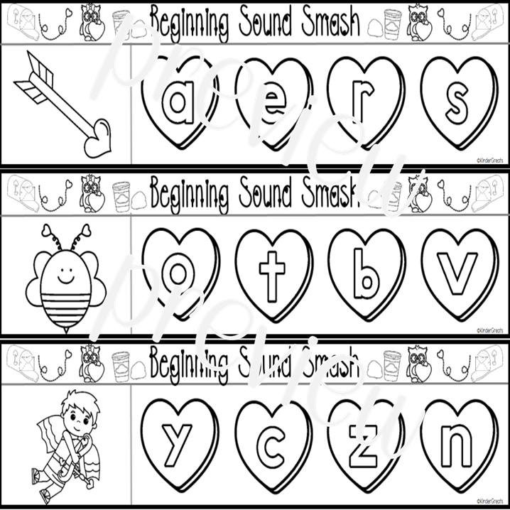 Beginning Sound Smash Task Cards |Valentine's Day| Fine Motor Activity ...