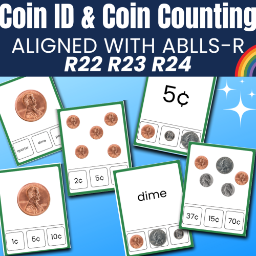 Coin ID & Coin Counting Money Pictures or Task Cards Aligned w ABLLS ...