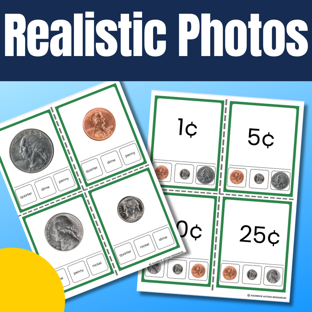 Coin ID & Coin Counting Money Pictures or Task Cards Aligned w ABLLS ...
