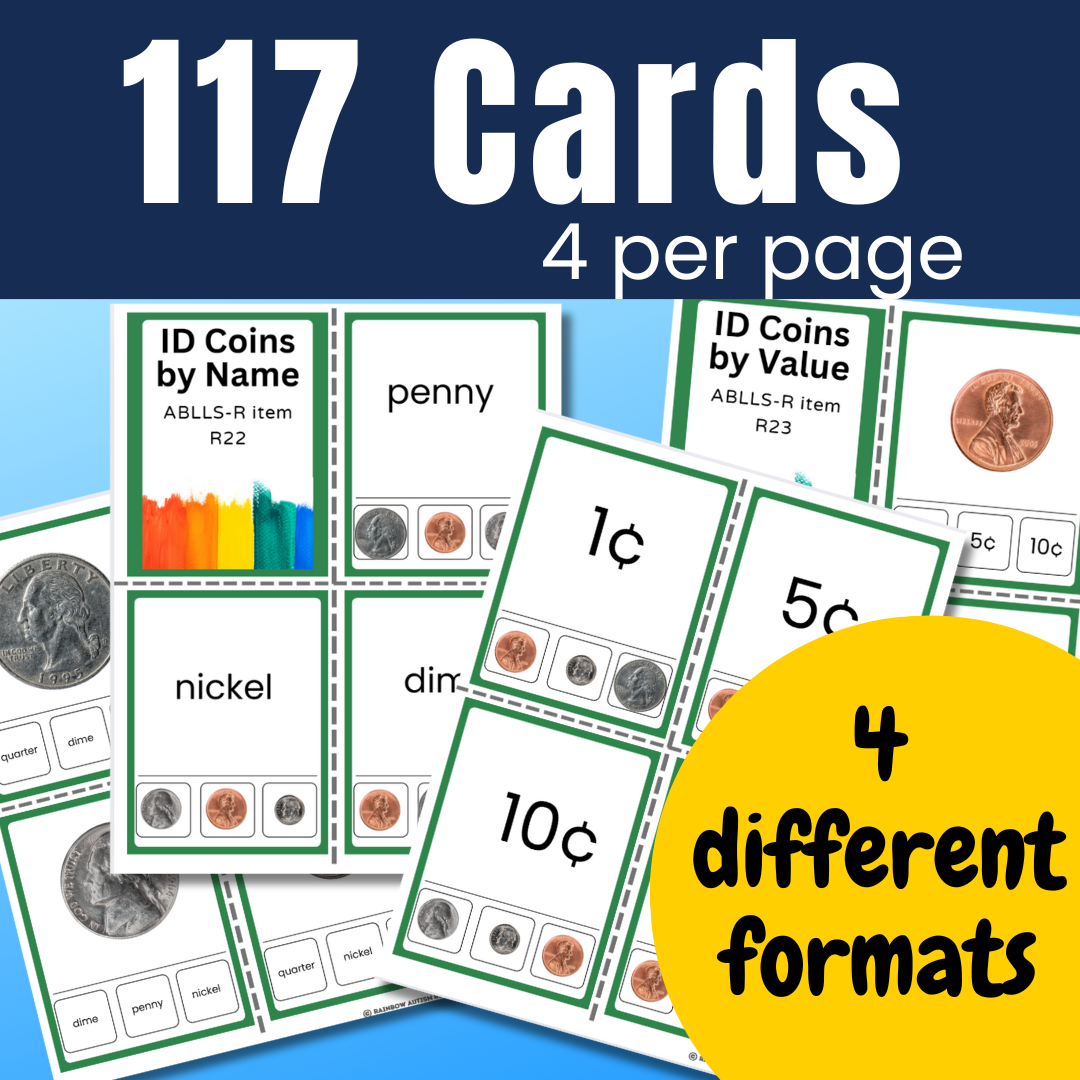 Coin ID & Coin Counting Money Pictures or Task Cards Aligned w ABLLS ...